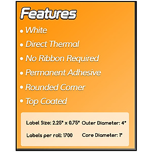 2.25 x 0.75 inch GOLEM GUARD Direct Thermal Labels Compatible with Zebra for LP2844 LP2844Z LP3844Z TLP2844 TLP2844Z Printers (22 Rolls / 1700 Labels per Roll)