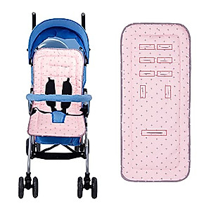 Baby Stroller Seat Liner Kids Pushchair Seat Cushion Mat Universal Breathable Stroller Liner Insert Stroller Cushion Pad Thick Cotton Stroller Liner Seat Pad Cover for (Pink&Gray)