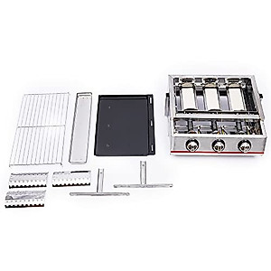 Portable Gas Grill, 2/3-Burner LPG Gas BBQ Grills Tabletop Smokeless Outdoor Barbecue Cooker, 2800Pa  Propane Burners - Adjustable Height|2/30,000 BTU (3 Burner)