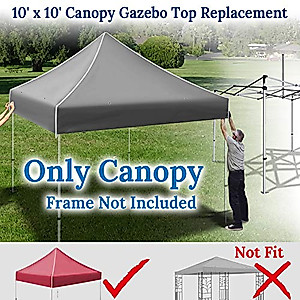 BenefitUSA Ez pop Up Instant Canopy 10'X10' Replacement Top Gazebo EZ Canopy Cover Patio Pavilion Sunshade Polyester (Grey)