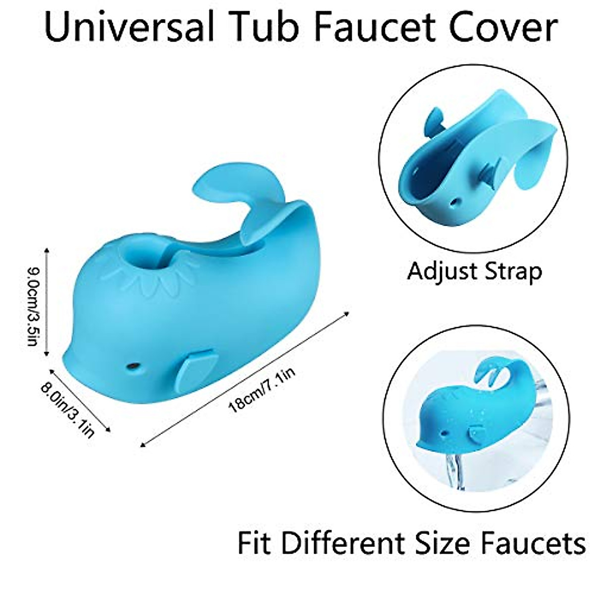 Bath Spout Cover, Faucet Cover Baby Bathroom Tub Faucet Cover Protector for Kids, Bathtub Spout Cover for Baby Kids Toddlers Protection Accessories Baby Safety Universal Bath Silicone Toys Whale Blue