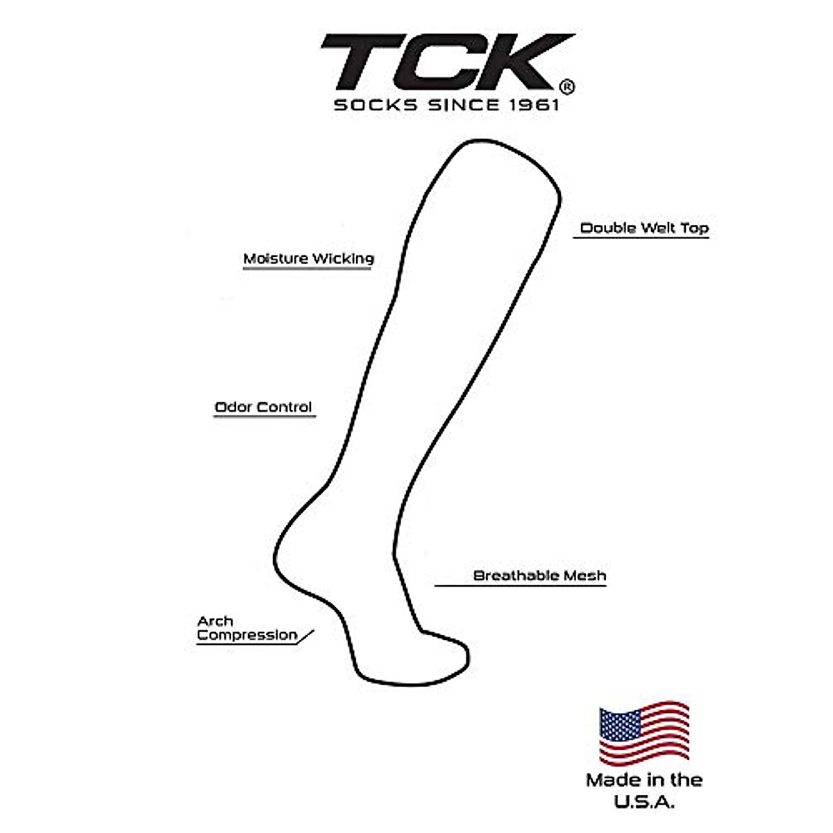 TCK Performance Baseball/Softball Socks (Black/White/Vegas Gold, Medium)