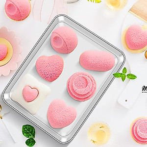 Stainless Steel Baking Sheet Set of 2, Deedro Cookie Sheet Metal Baking Pan Oven Tray, Non Toxic & Heavy Duty, Rust Free & Mirror Finish, Easy Clean & Dishwasher Safe, 12 x 10 x 1 Inch