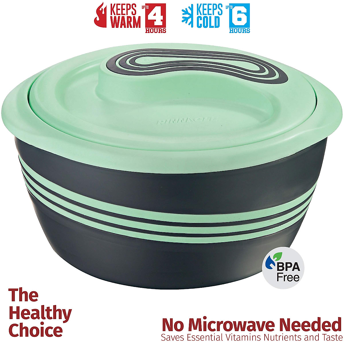 Pinnacle Insulated Casserole Dish with Lid 3 pc Set 2.6/2/1 qt. Hot Pot Food Warmer/Cooler –Thermal Soup/Salad Serving Bowl- Stainless Steel Hot Food Container–Best Gift Set for Moms –Holidays Green