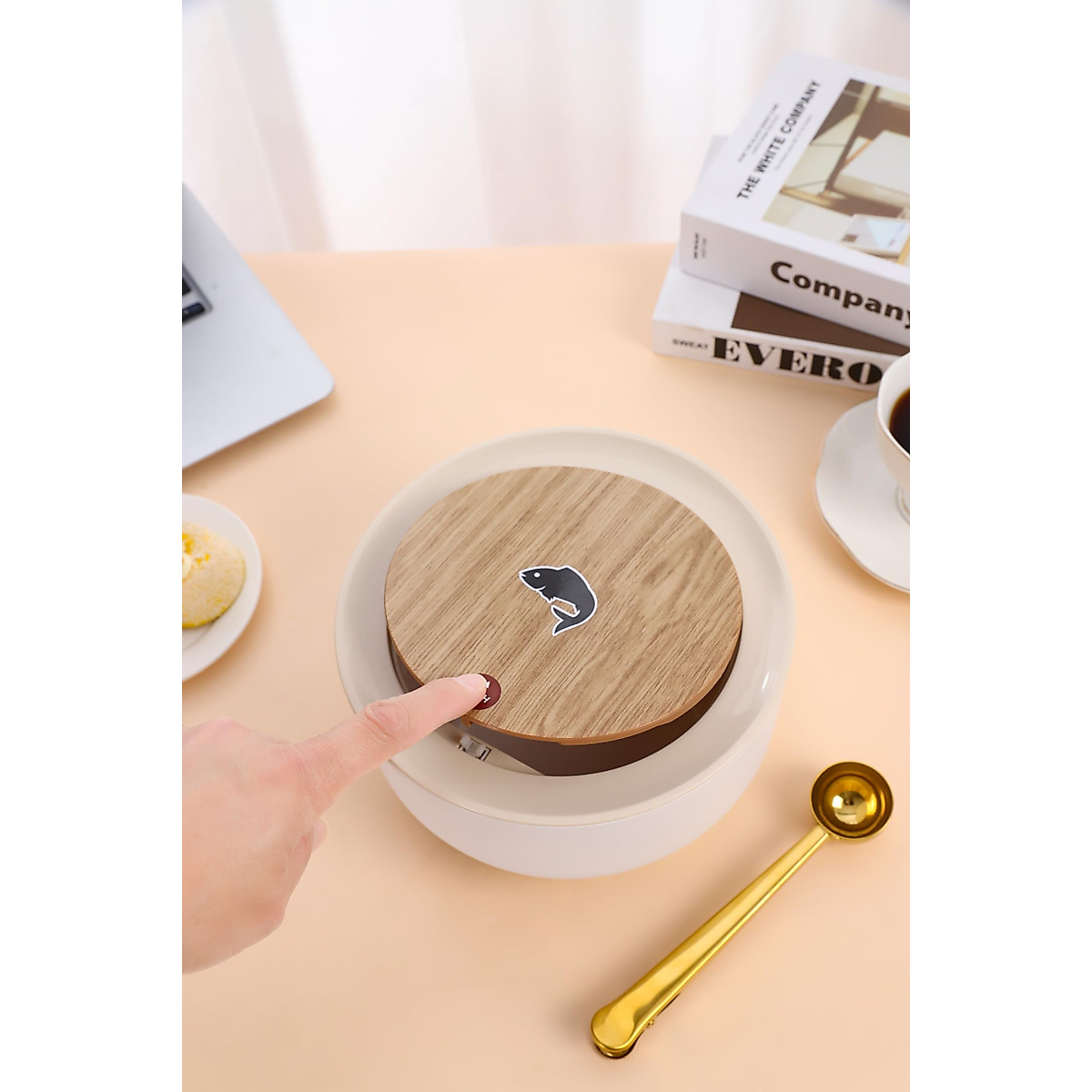 BMTick Fish Food Container with Lid and Scoop Sleek Nordic-Style - Modern Minimalist Design (Not Air-Tight)