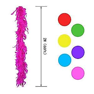 Coceca 6pcs 6.6ft Colorful Feather Boas for Women Girls Costume Dress Up Party Bulk Decoration