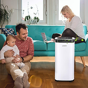 Waykar 5000 Sq. Ft Home Dehumidifier with Drain Hose for Basements, Large & Medium Sized Rooms, and Bathrooms with Intelligent Touch Control and 4 Air Outlets, 24 Hr Timer, and 1.19 Gallon Water Tank