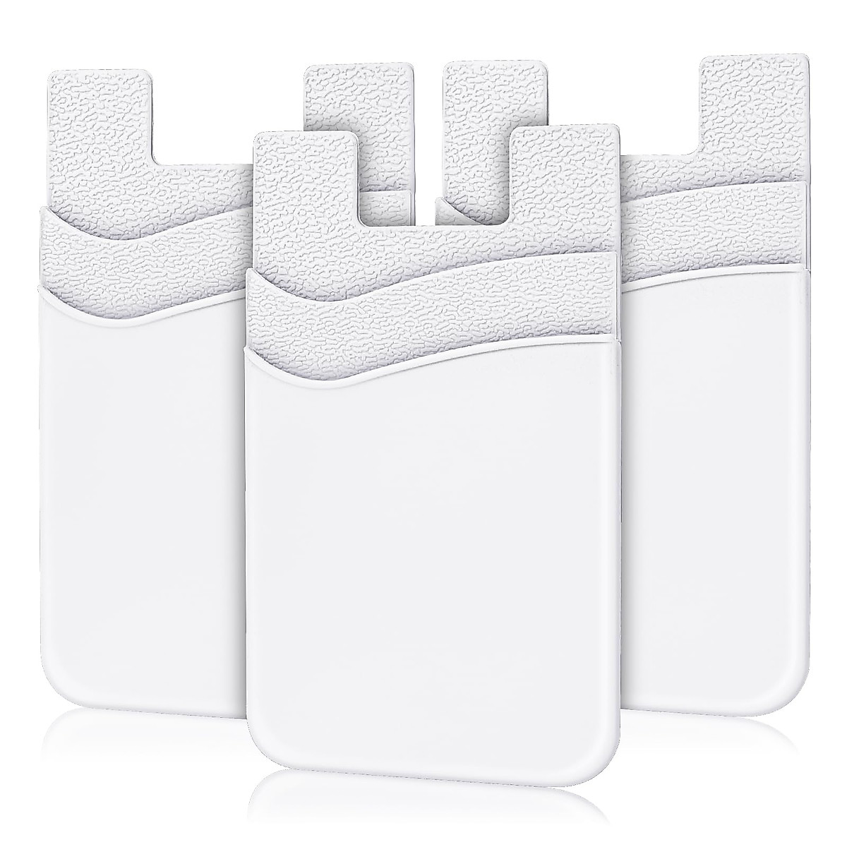 Senose Phone Card Holder, Phone Wallet Stick On, Silicone Card Holder for Back of Phone Credit Card Holder for Phone Case Compatible for Most of Cell Phone (iPhone, Samsung) - Pack of 3(White)