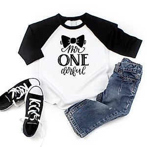 Bump and Beyond Designs Boy First Birthday Shirt 1st Birthday Outfit Mr. One-Derful (Black 18 Months)