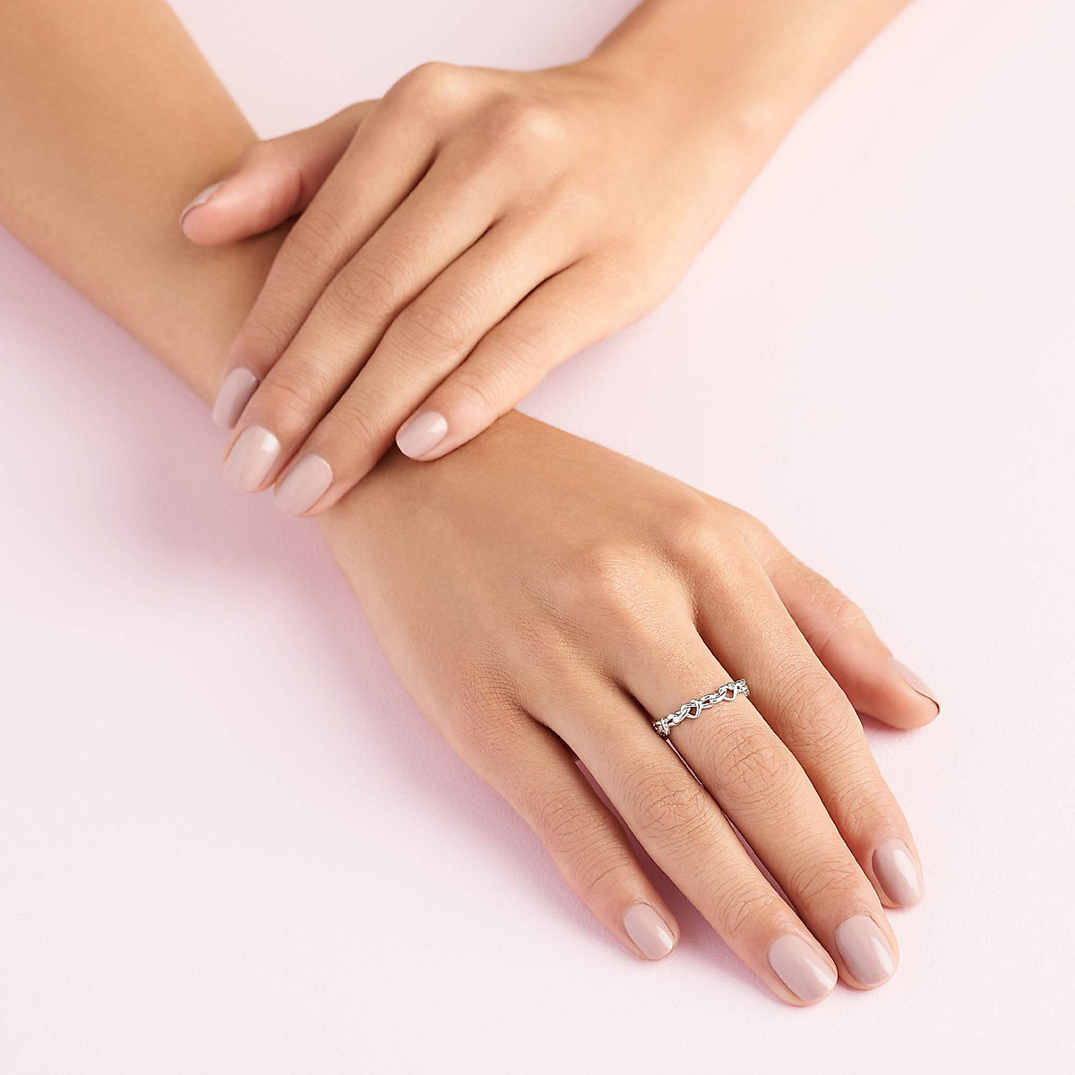 PANDORA Knotted Hearts Ring - Symbol of Unbreakable Love - Promise Ring for Women - Layering or Stackable Ring - Gift for Her - Sterling Silver - Size 7