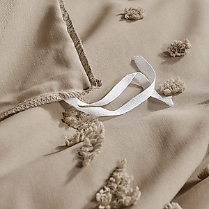 Gemarwel Boho Duvet Cover White - Queen Size Jacquard Tufted Bedding Set, 3 Pcs Farmhouse All Season Textured Chic Duvet Cover with 2 Pillow Shams (White, 90 x 90)