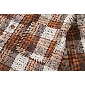 SSLR Flannel Shirt for Men, Long Sleeve Button Down Shirt Plaid Casual (Large, Khaki)