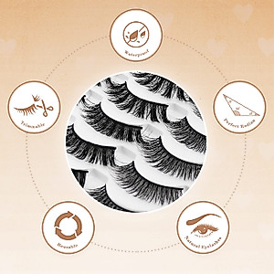 ONAFI False Eyelashes Mink Lashes Fake Natural Look Eyelashes Fluffy Long Wispy Eyelash [12 Pairs Pack-3 Styles]