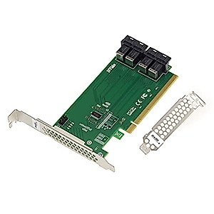 16x PCIe Controller Board for 4 U.2 NVMe SSDs (U2 68Pin SFF-8639) with Four SFF-8643 Ports. Bifurcation Mode Only.