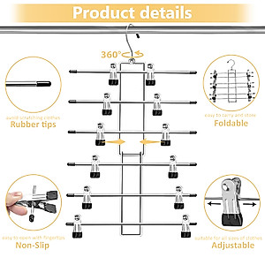 Closet Organizers and Storage-Hanging Closet Organizer-6 Tier-Skirt & Pants Hangers Space Saving-Durable Closet Organization Hangers-Skirt Hangers with Clips-2 Pack Closet Storage-Apartment Essentials