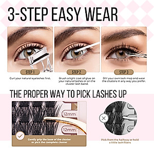 LASHVIEW Lash-Extension-Clusters 448pcs D Curl Lash Clusters Natural Look Cluster Lashes Extensions Super Thin Band & Soft Lashes Reusable 9-16mm MIX (56D+30D+40D)