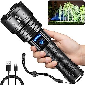 WENOTK Flashlights High Lumens Rechargeable, Super Bright Flashlight, Adjustable Tactical Flashlight, 5mode Flash Light High Powered, Waterproof Led Flashlight for Camping, Hiking, Home, Emergencies