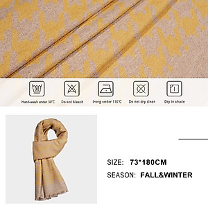 VANLINKER Soft Cashmere Feel Scarfs for Women Houndstooth Plaid Long Large Blanket Wrap Shawl for Fall Winter VL9306 Yellow