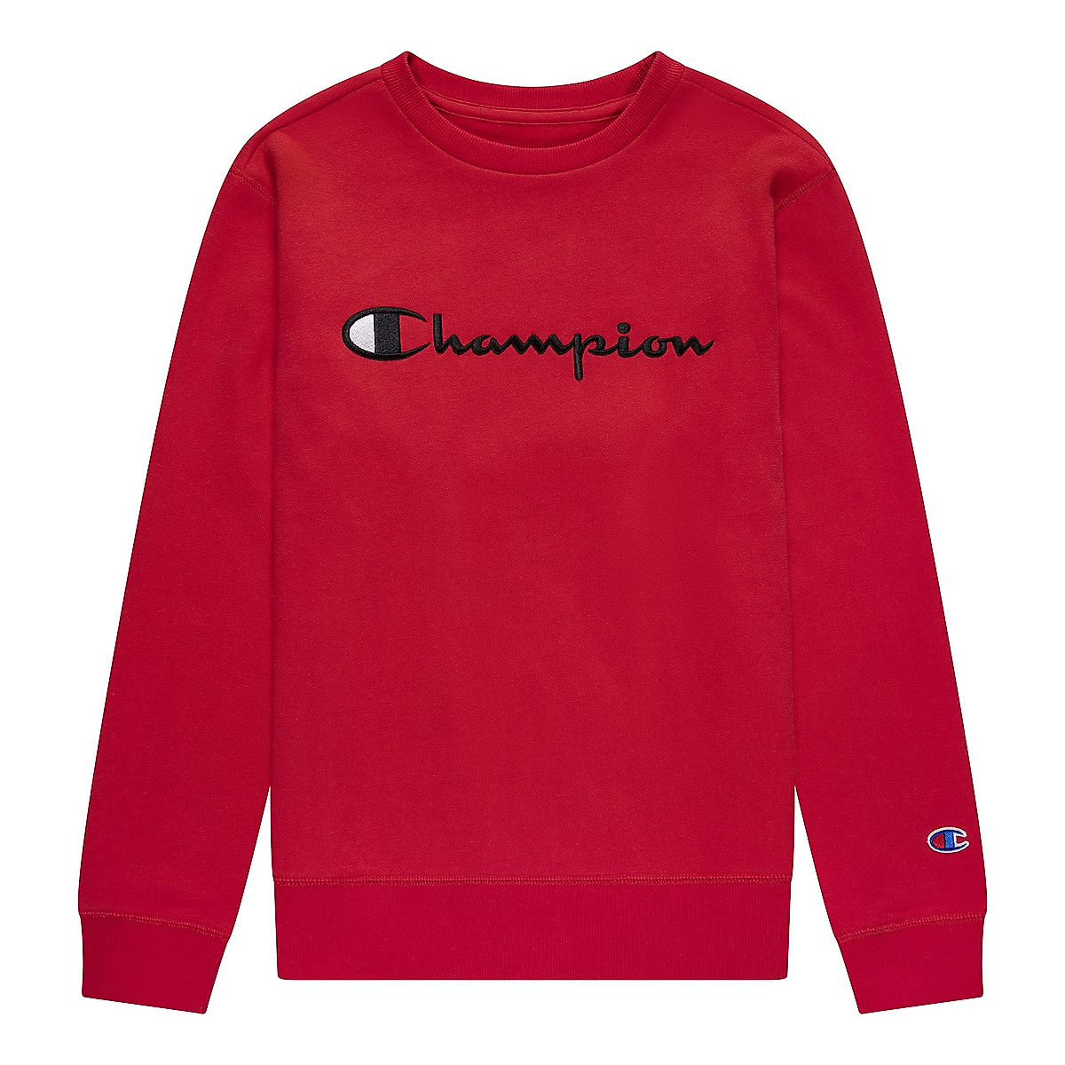 Champion Boys Two Piece Classic Core Colors Hooded And Crewneck Sweatshirt And Fleece Jogger Sweatpants Infant Toddler Sets (12 Months, Scarlet/Crew)
