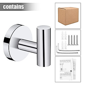 Neween 4 Pack Bathroom Towel Hooks, Stainless Steel Coat Robe Clothes Hooks Wall Mounted Heavy Duty Wall Hook Holder Hanger for Bedroom, Kitchen, Hotel, Pool, Garage (Chrome)