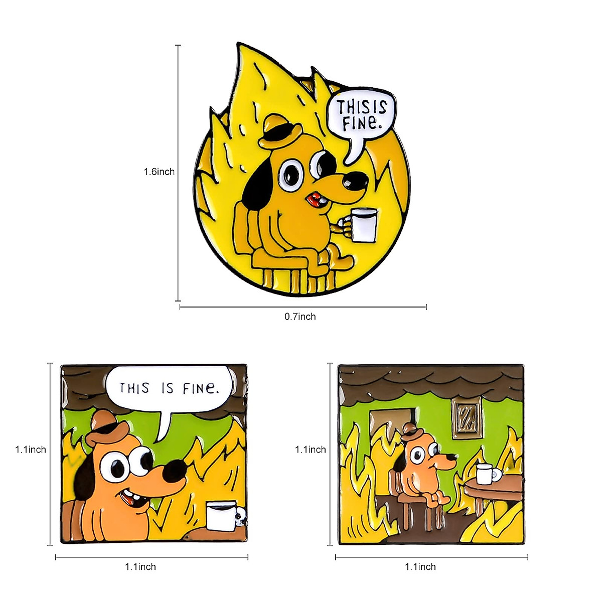 Pugest Niche Enamel Pins Funny Pins - This Is Fine Dog Pins, Unique Anime Pin, Cute Coffee Tea Pins for Jacket Cotton Shirt Skirt Cotton Canvas Bag Denim Jacket (1pc style1)