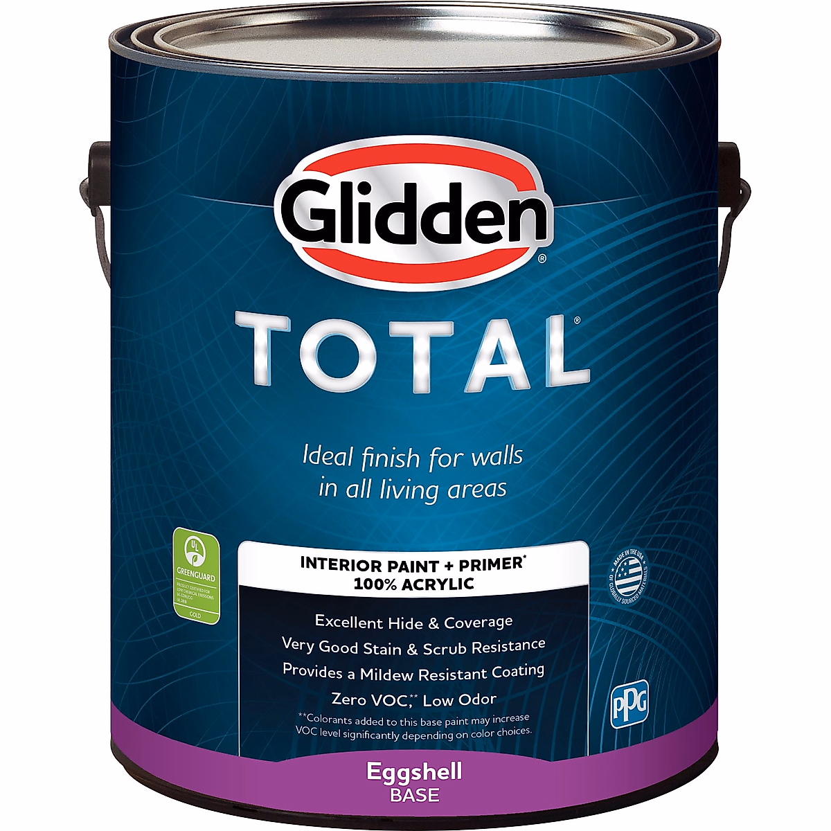 Glidden Total Interior Wall Paint & Primer All-in-One, Sailor's Coat/Blue, Eggshell, 1 Gallon