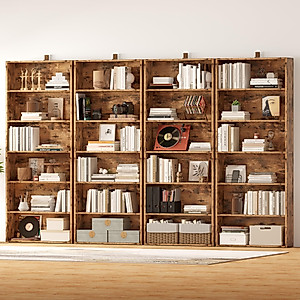 IRONCK Bookshelves and Bookcases Set of 2 Floor Standing 6 Tiers Display Storage Shelves 70 in Tall Bookcase Home Decor Furniture for Home Office, Living Room, Bed Room