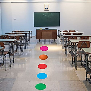 Classroom Line Up Spots - (Pack of 40) 4" Large Multicolor Floor Decals Social Distance Helper Stickers Color Code Dots Labels