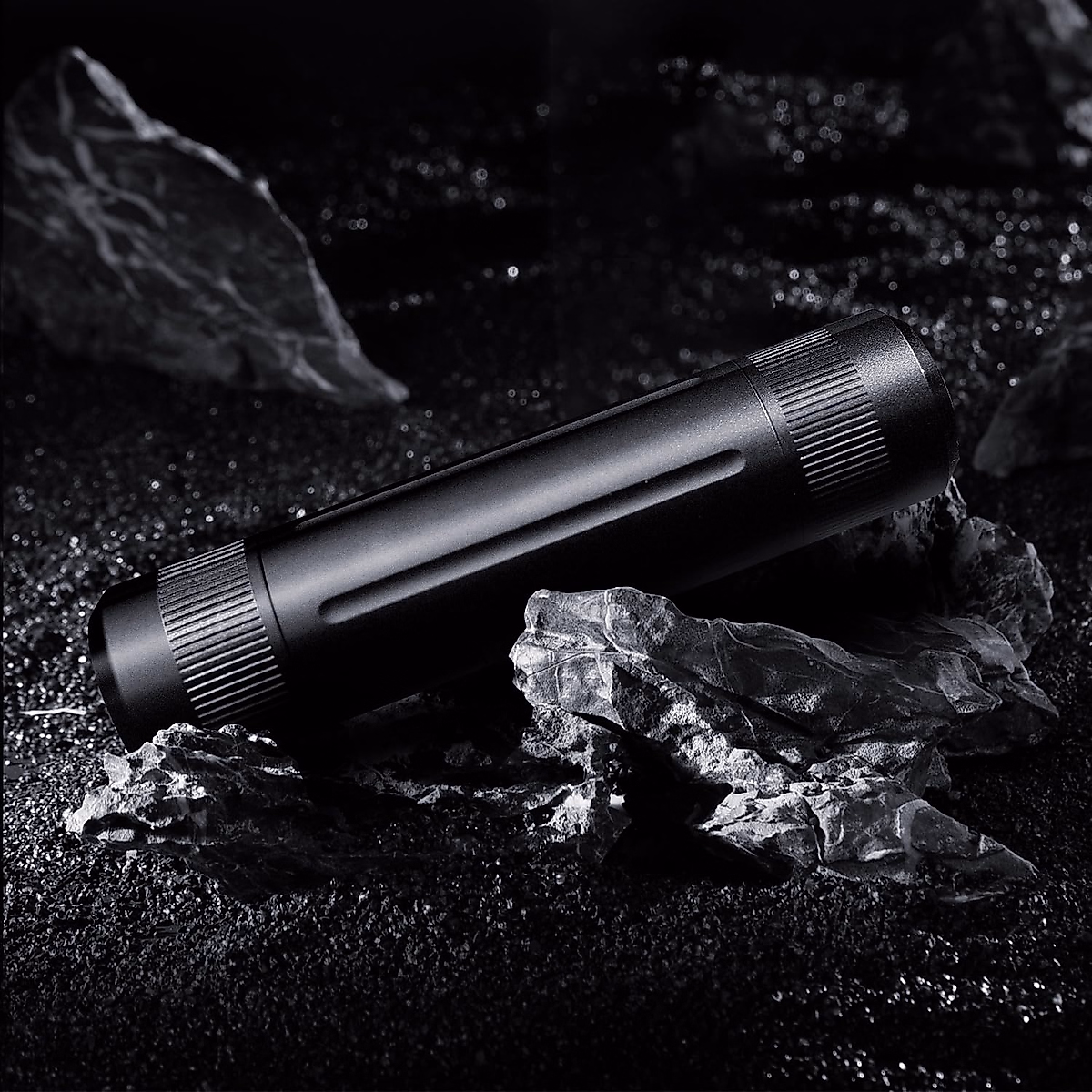 Aufew Airtight Smell Proof Container, Durable Stash Jar with Dual-Opening, Portable Sealed Metal Tube, Keychain Travel Ashtray for Herbs, Spices, Cigarettes - Black