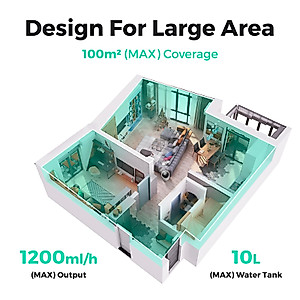 Humidifiers for Large Room, Y&O 10L(2.64Gal) Steam Whole House Humidifier for Plants, Filterless Design, Auto Shut Off, 3 Level Mist Maximum 1200ml/H Output, Covering up to 1000 sq.ft