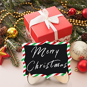 20 Pieces Christmas Mini Chalkboard Signs Xmas Small Wooden Food Signs Christmas Centerpiece Tabletop Decor Wooden Blackboard for Buffet Fireplace Desk Shelf Kitchen, Wedding, Home Holidays Decoration