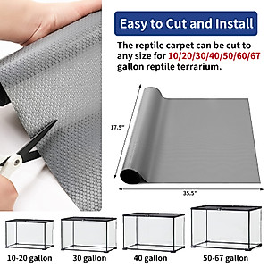 Reptile Carpet, Bearded Dragon Tank Accessories, Terrarium Liner Bedding, Non-Adhesive Reptile Substrate Mat for Bearded Dragon, Leopard Gecko, Snake, Lizard, Tortoise, Iguana Reptile Tank(18x36")