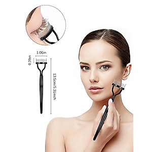 EBANKU 7pcs Eyelash Comb Brush Tools Eyebrow Brush Comb Eyelash Separator Tool Professional Eye Brow Spoolie Brushes for Makeup Grooming Eyelash Curler Silicone Refill Pads Tweezers Scissors