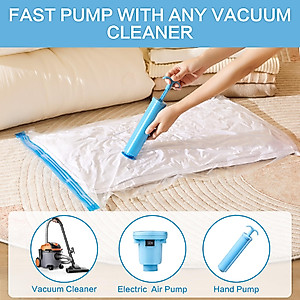 8 Pack Large Vacuum Storage Bags, Space Saver Vacuum Bags, Large Vacuum Seal Bags For Clothing, Clothes, Pillows, Comforters, Blankets, Bedding with Hand Pump