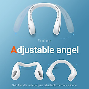 TORRAS L2 Portable Neck Fan Rechargeable【2023】Lightweight 8oz Bladeless Neck Fans for Women/Men/Kids Last 8H, Wearable Personal Neck Fan Quiet, Leafless, Neck Air Conditioner Battery Powered, 3 Speeds