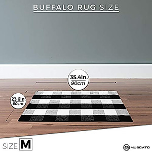 Buffalo Check Outdoor Rug Mat, 2x3/23.6" x 35.4", Black and White Rug Includes 4PCS Rug Grippers. Kitchen Rug, Checkered Porch Rugs Door Mat