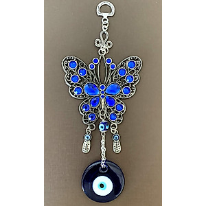 Turkish Blue Evil Eye Butterfly Design Amulet Home Office Hanging Decoration Ornament Blessing Gift -CL10
