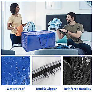 Clear Moving Bags - 20 Pack Extra Large Heavy Duty Storage Bags With Zipper & Reinforce Handles | 29x14x13 Inch Moving Tote Bags Bulk For Clothing, Shoes, Travel