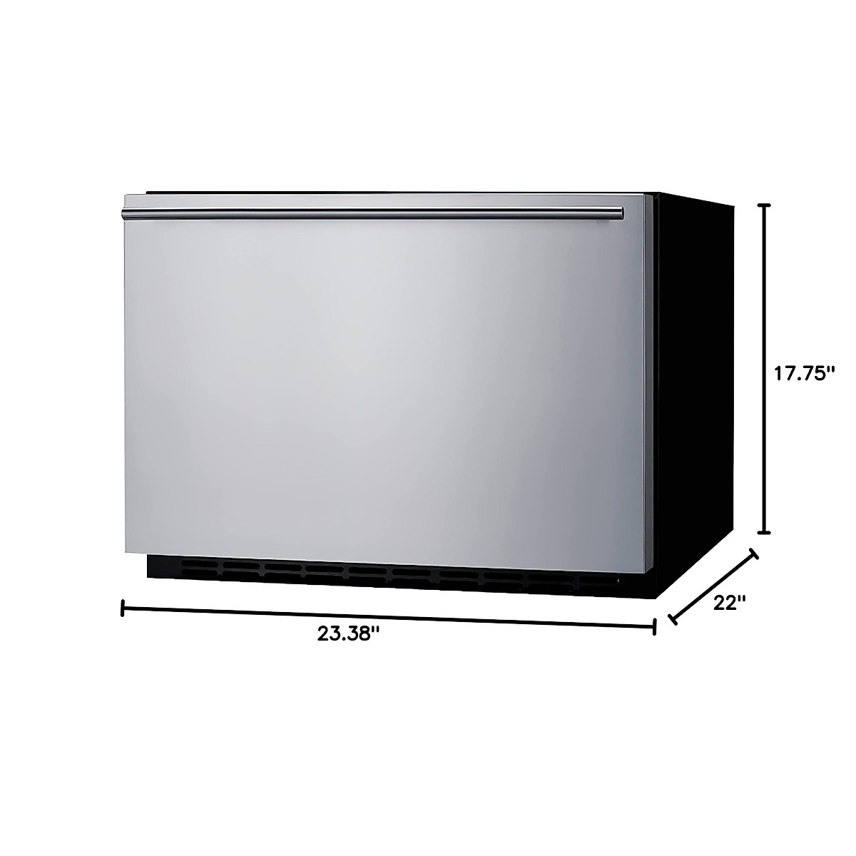 Summit Appliance SDR24 24" Wide Built-In Drawer Refrigerator; 2 cu.ft Capacity; Panel Ready Drawer Front (Not Included); Frost-free Operation