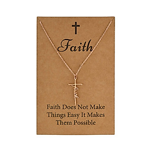 SANNYRA Faith Faith Necklace Rose Gold Plated Faith Pendant Necklace Religious Personalized Jewelry Gift for Women