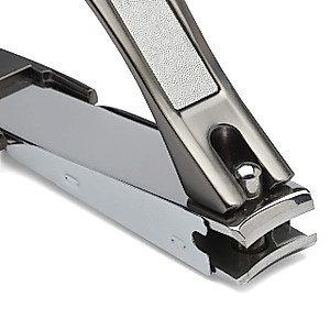 Nail Clippers with Catcher – KLIPP Heavy Duty Stainless Steel Fingernail and Toe Nail Cutter with Curved Surgical Blades and Built-in Nail File – Ergonomic Handle with Wide Jaws for Thick Nails