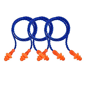 20 Pairs Corded Ear Plugs Reusable Silicone Earplugs with String Banded Ear Plug Sleep Noise Cancelling for Hearing Protection (Blue-Orange)