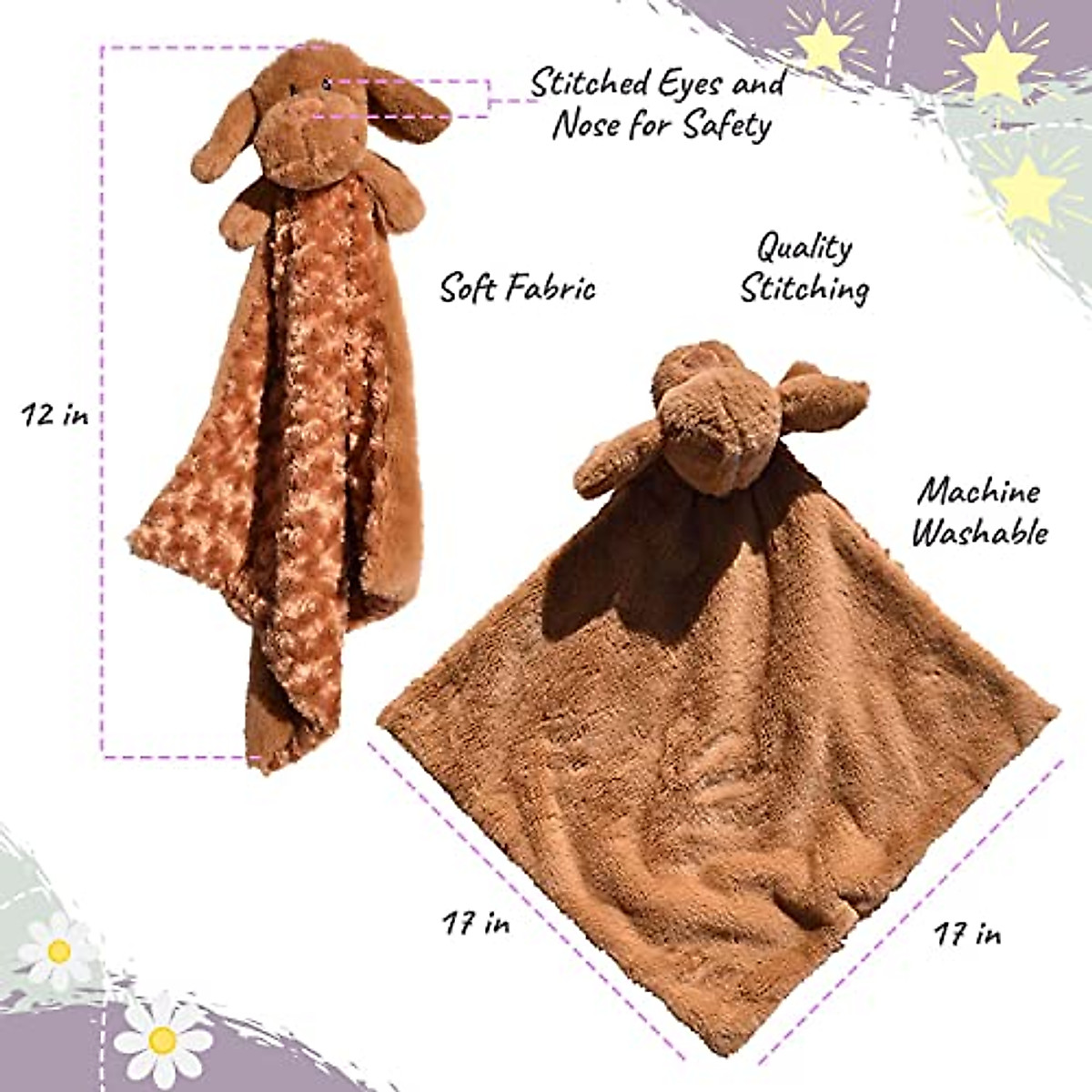 Lovey Microwavable Stuffed Animal - Large lovies for Babies which are heatable Stuffed Animals, Lavender Stuffed Animals micowavable with Removable Lavender Packet, Calming Heating pad Stuffed Animal