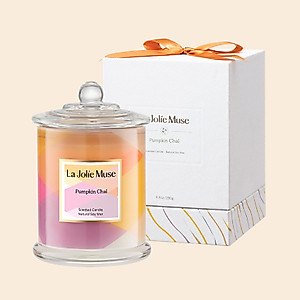 LA JOLIE MUSE Pumpkin Candles, Fall Scented Candle, Pumpkin Chai Candles, Luxury Candle Women Gifts, Natural Soy Wax, 75 Hours Long Burning Time, Autumn Home Candle Gift