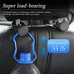 AUCELI Car Seat Back Hook, 4 Pack Hidden Hooks for Auto Headrest, Multi-Functional Backseat Storage Organizer, Strong Front and Rear Seat Hanger, Universal Vehicle Accessories for Purse Coat