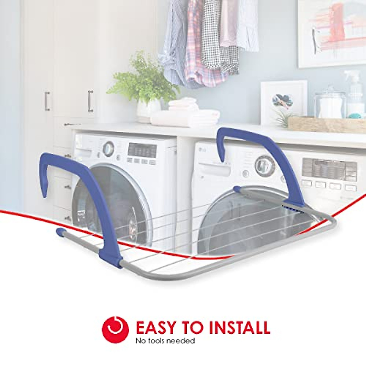 Home Basics, Fre Laundry Rack-Lightweight & Heavy-Duty Door Hanger Rod for Indoor Air Drying and Hanging, Towels, Coat, Lingerie, Freshly Ironed Clothes, Hosiery, White