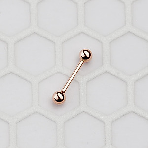 FreshTrends 14G 5/8" 14k White Gold Straight Barbell Tongue Nipple Ring