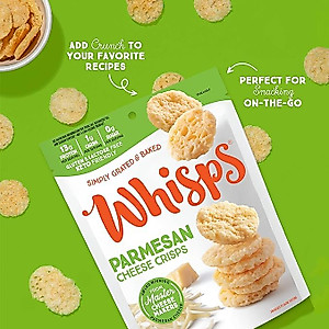 Whisps Cheese Crisps Parmesan Cheese | Protein Chips | Healthy Snacks | Protein Snacks, Gluten Free, High Protein, Low Carb Keto Food (2.12 Oz, 3 Pack)