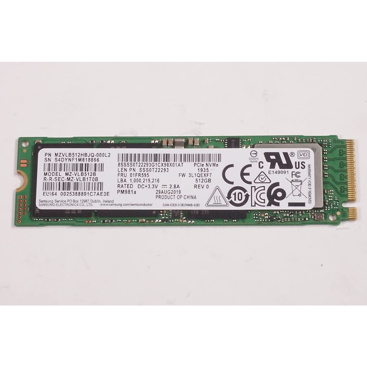 FMB-I Compatible with 01FR595 Replacement for 512GB M.2 2280 PCIE NVME SSD Drive 81Q9002GUS Yoga C940-14IIL