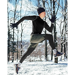 Didaey 3 Set Winter Thermal Underwear for Men Cold Weather Fleece Lined Top Bottom for Hunting Gear Sport(Black, Black Grey, White, X-Large)